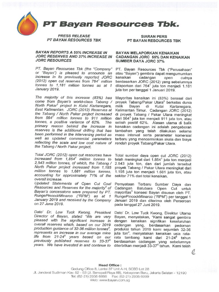 Bayan Coal Reserves and Resources Release | PDF