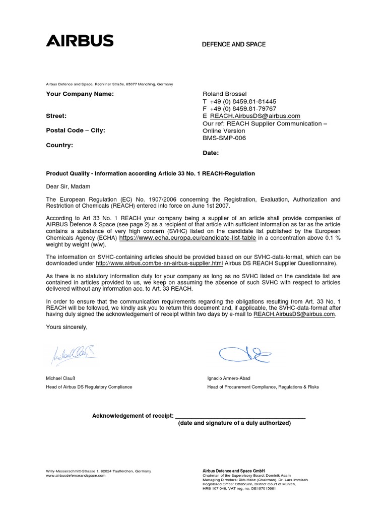 Reach Information Letter en | PDF