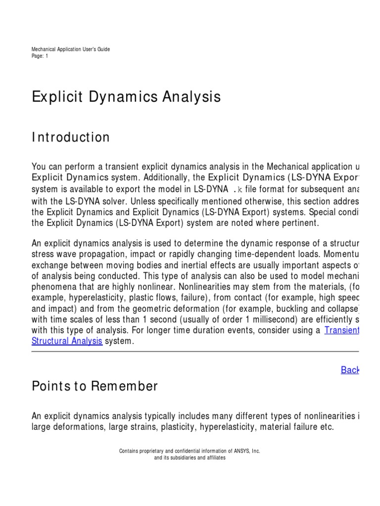 Explicit Dynamics Analysis PDF | PDF