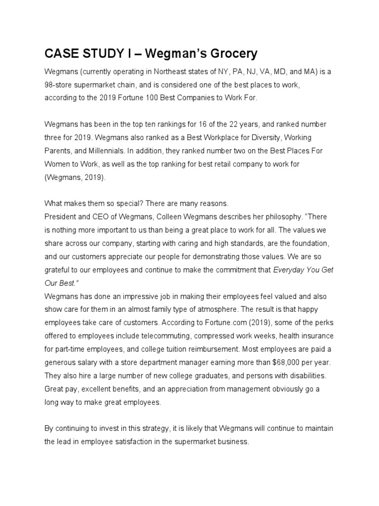 Case Study I - Wegmans Grocery | PDF