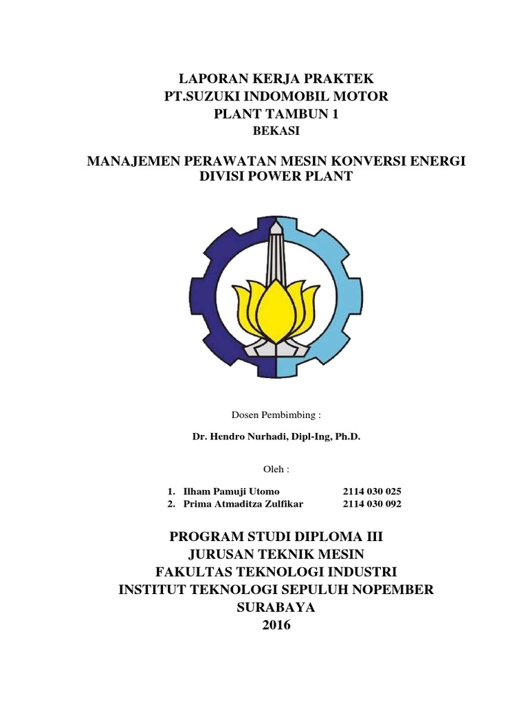 Laporan Kerja Praktek ITS 2016 | PDF