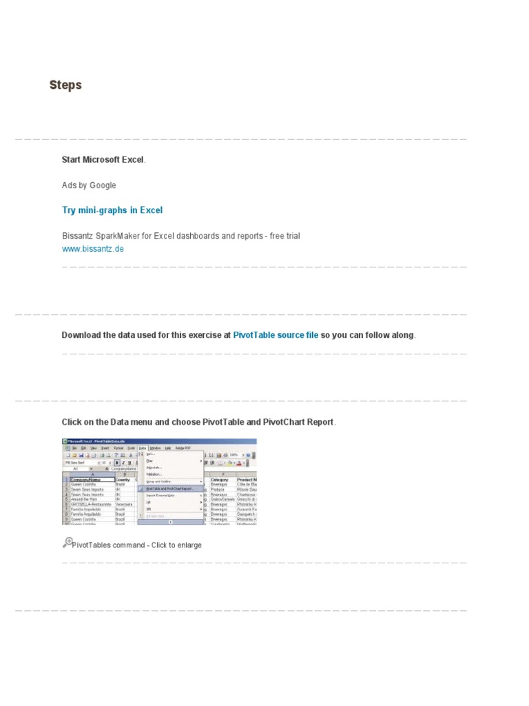 Steps: Try Mini-Graphs in Excel | PDF | Microsoft Excel | Data Management