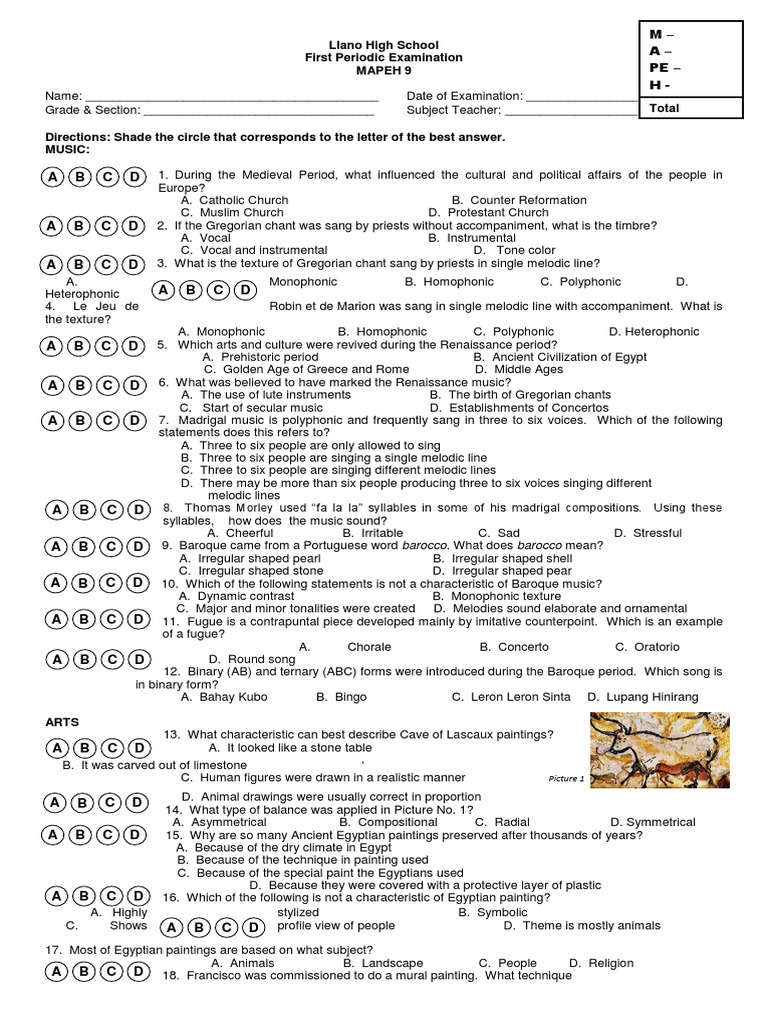 Grade9 Q1 Test, Tos and Answer Key | PDF