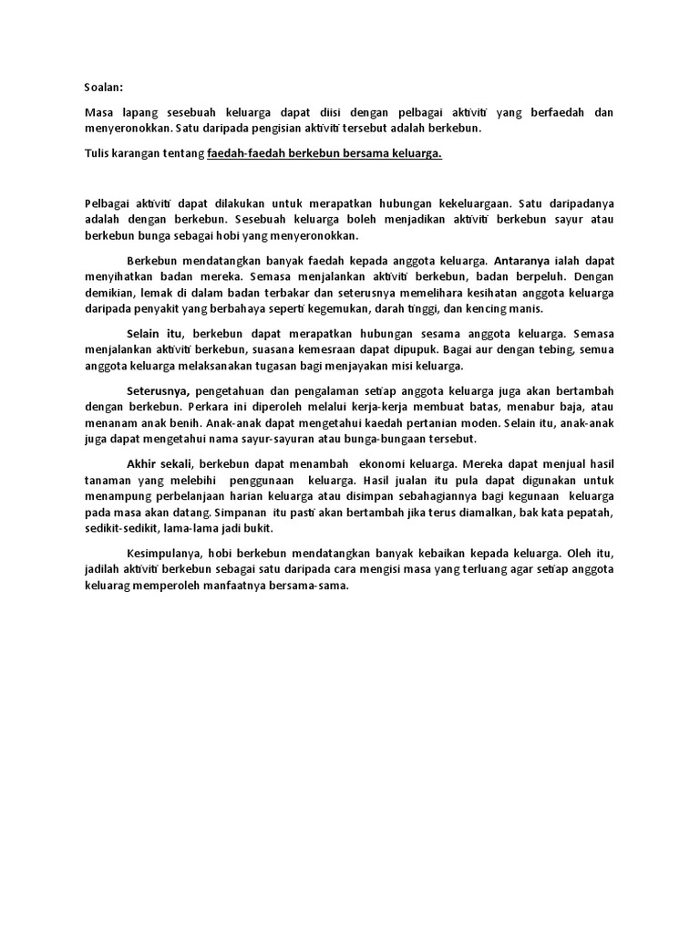 Faedah Berkebun Bersama Keluarga | PDF