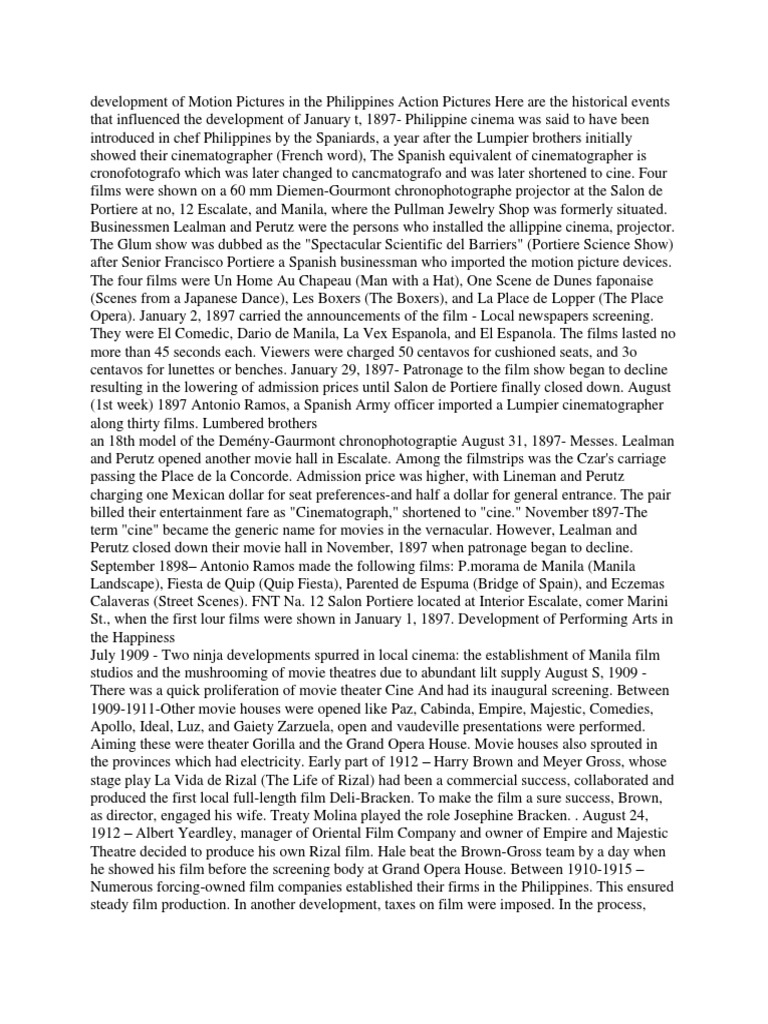 History of Philippine Cinema Development | PDF