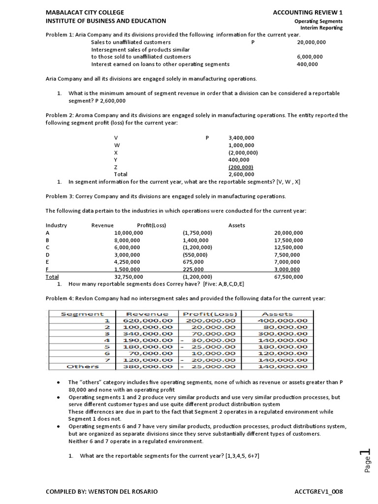 ACCTGREV1 - 008 Operating Segments and Interim Reporting | PDF