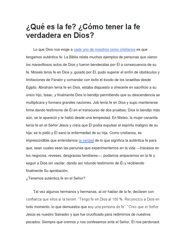 Qué Es La Fe | PDF