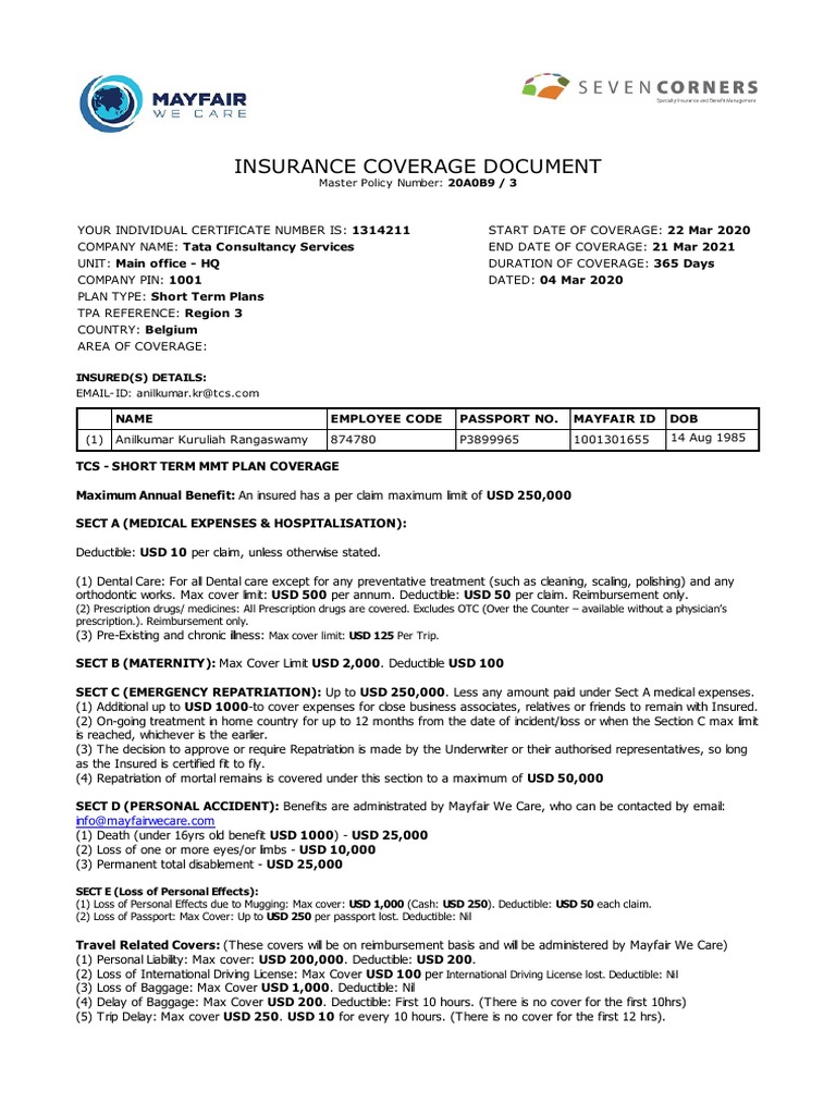 Coverage Document Pdf Pdf