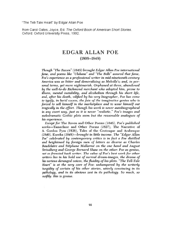 The Tell-Tale Heart - Edgar Allan Poe PDF | PDF | Poetry | General Fiction