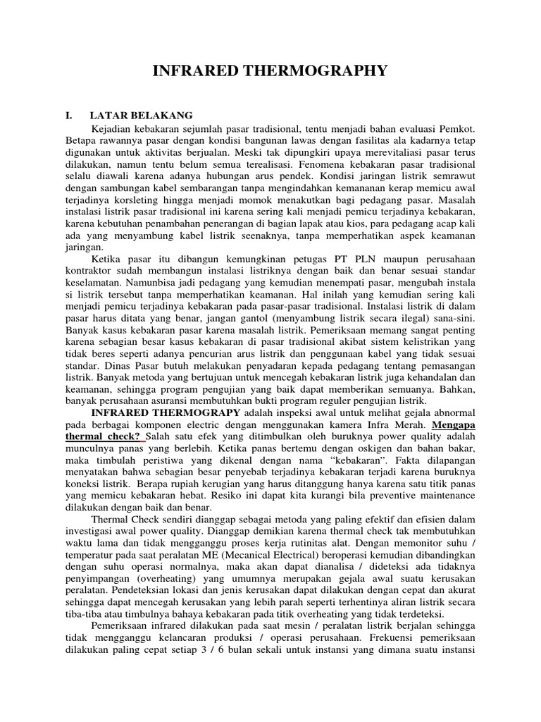 Proposal Infrared Thermography Pasar Tradisional | PDF