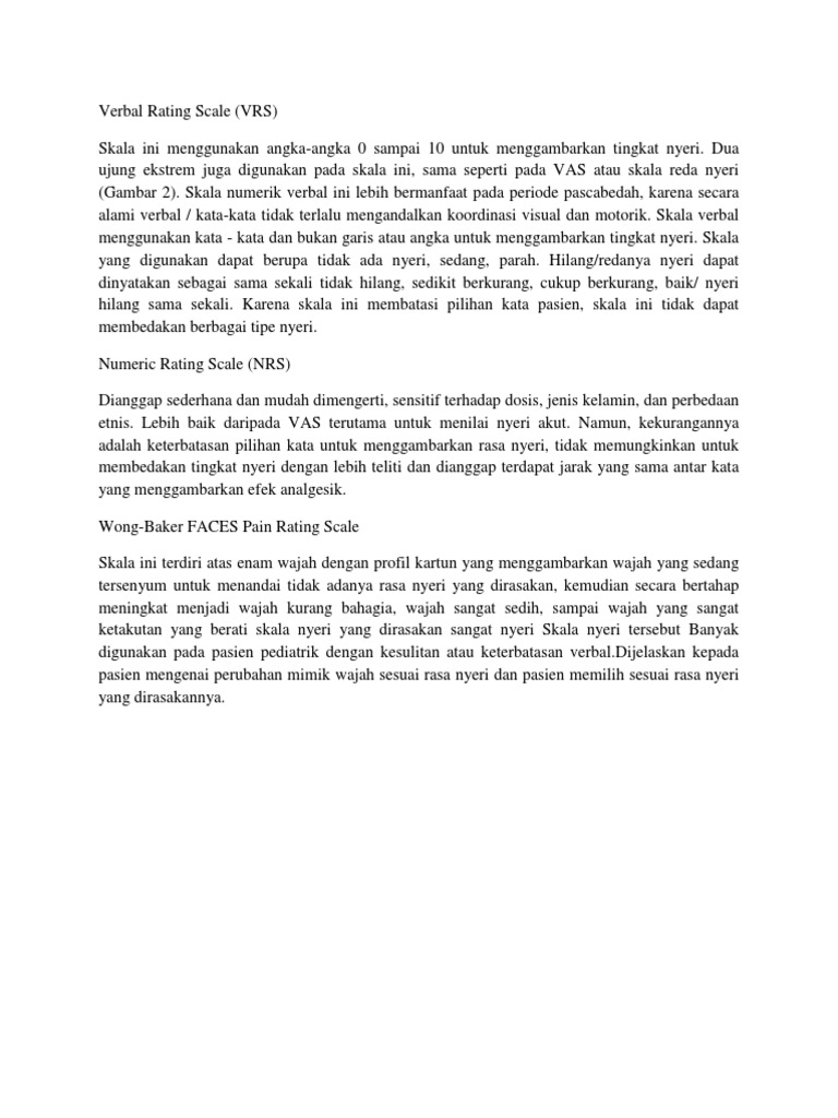 Verbal Rating Scale (VRS) Skala Nyeri Berbasis Kata | PDF