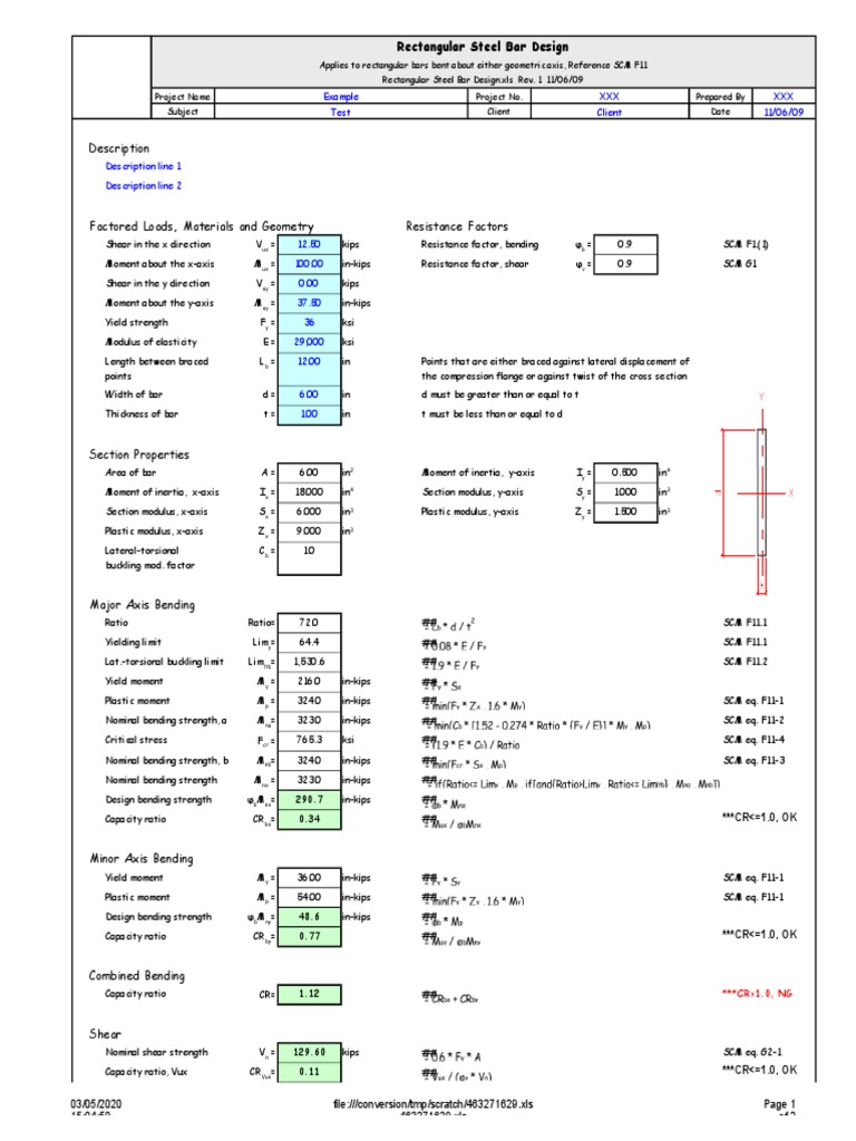 Rectangular Steel Bar Analysis | PDF