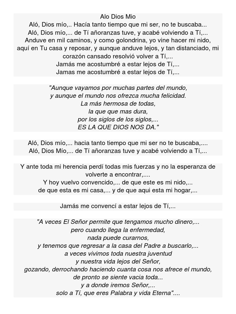 Alo Dios Mio | PDF