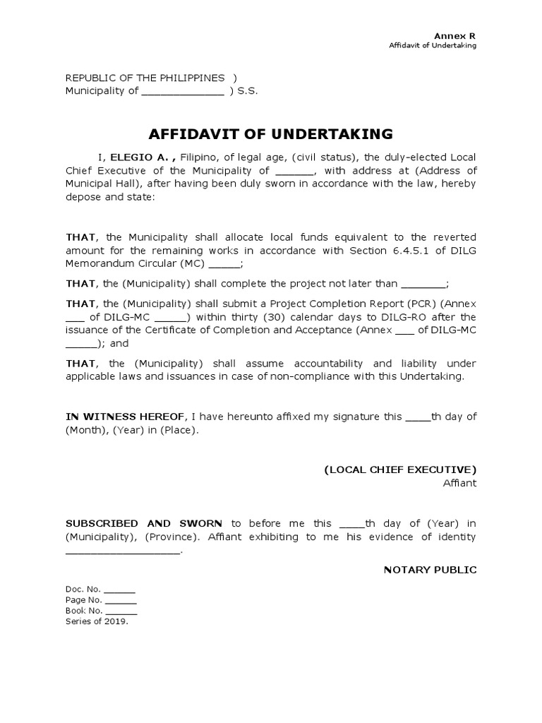 Annex R - Affidavit of Undertaking | PDF