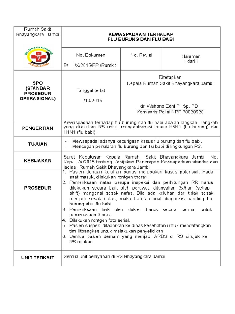 Kewaspadaan Flu Burung & Babi RS Jambi | PDF