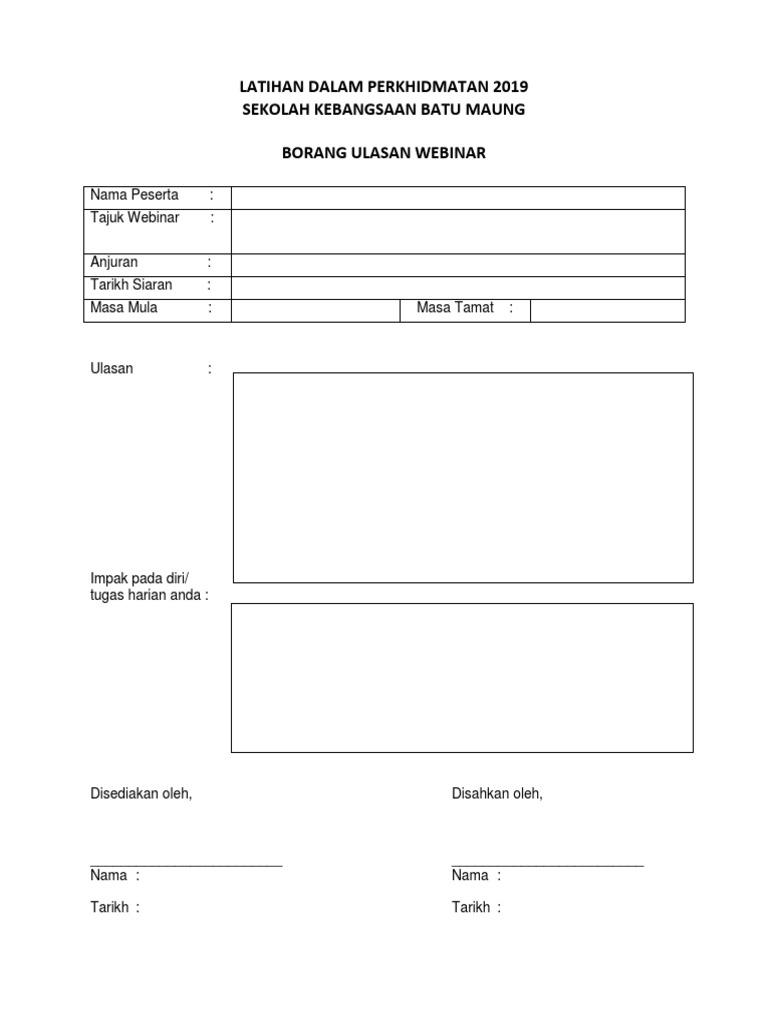 Borang Ulasan Webinar | PDF