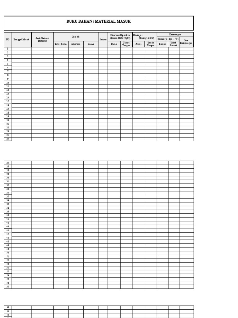 Buku Material Masuk | PDF