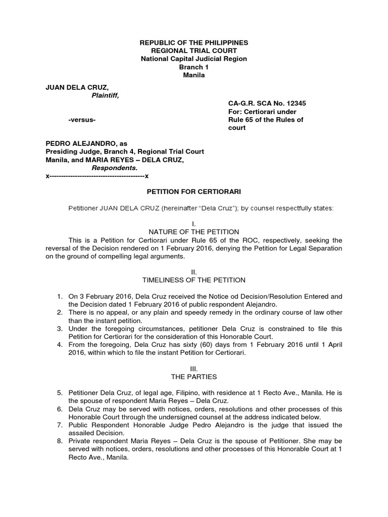 Form No. 49 PETITION FOR CERTIORARI | PDF