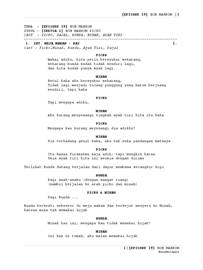 Contoh Skenario Sketsa TV | PDF