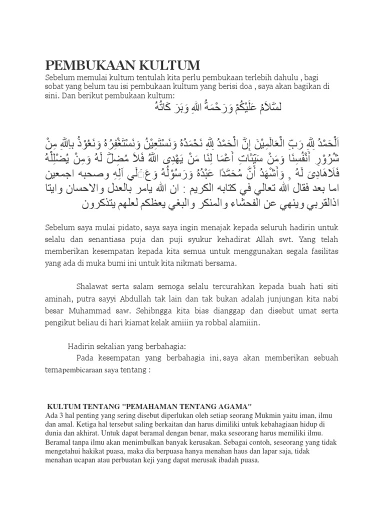 Contoh-Contoh KULTUM | PDF | Agama & Spiritualitas