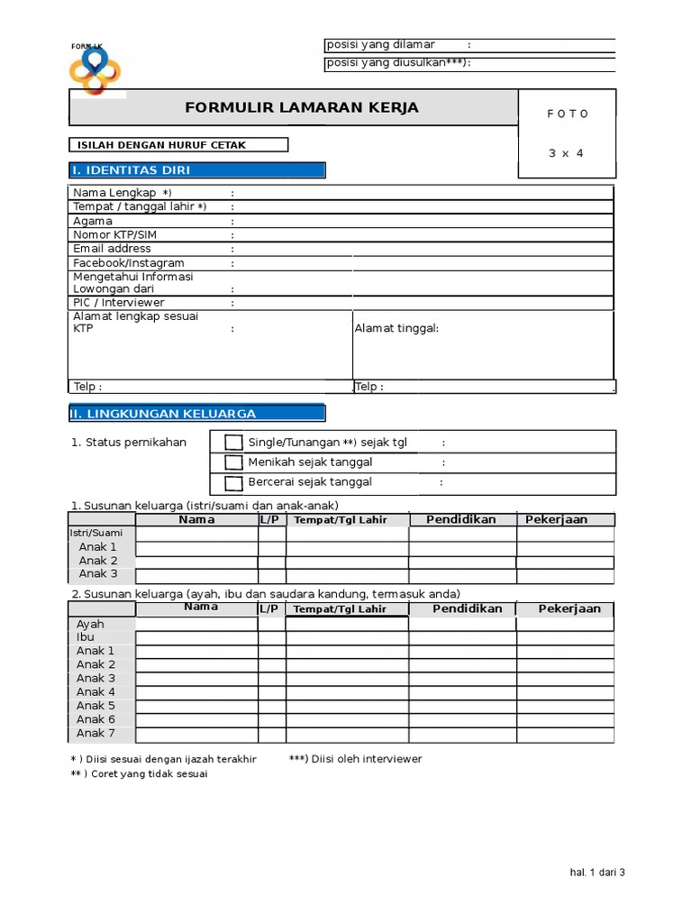 Form Aplikasi PT Lawencon Internasional | PDF