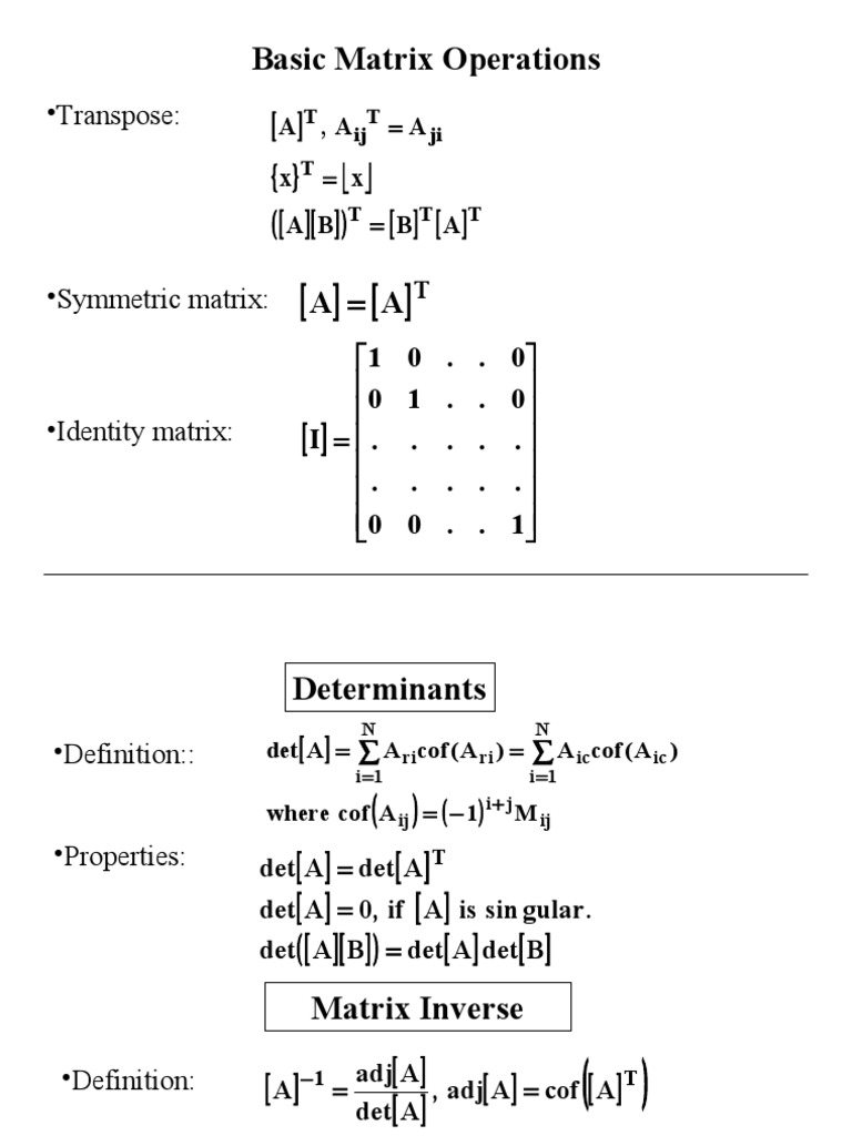 Basic Matrix Operations: - Transpose | PDF | Matrix (Mathematics ...