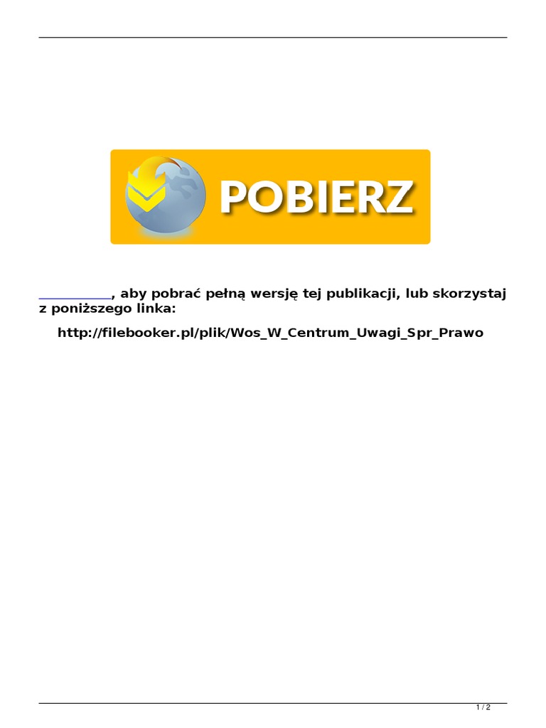 Wos W Centrum Uwagi SPR Prawo | PDF