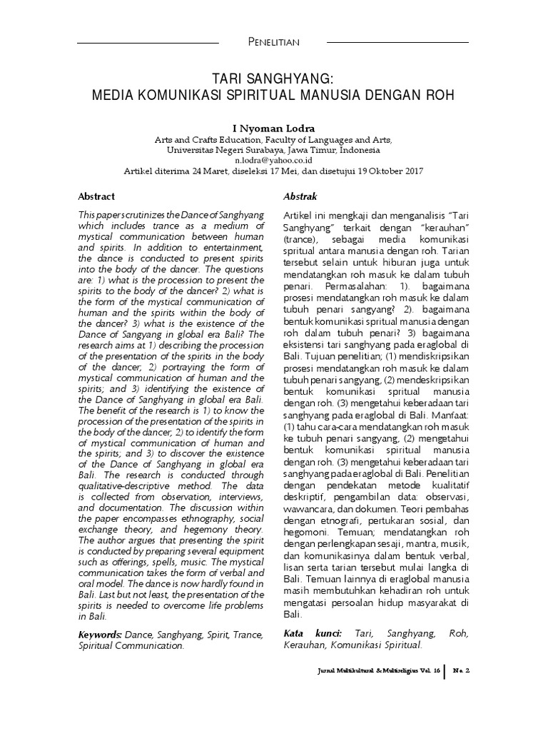 Tari Sanghyang | PDF | Ilmu Sosial | Agama & Spiritualitas