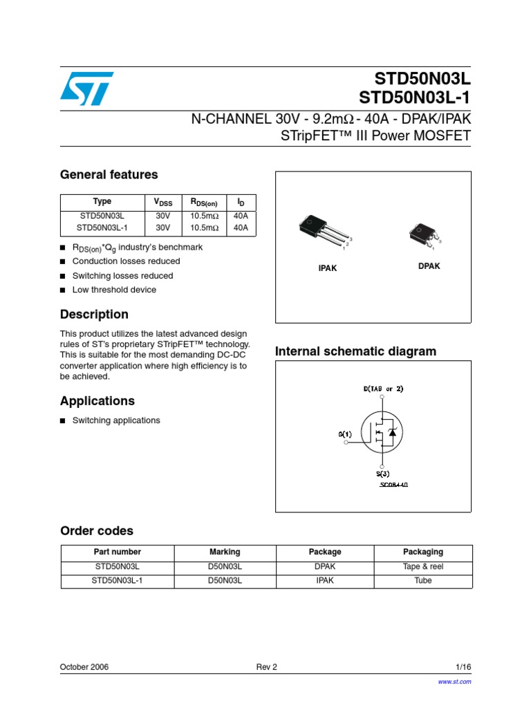 D50N03L | PDF | Field Effect Transistor | Electronic Engineering