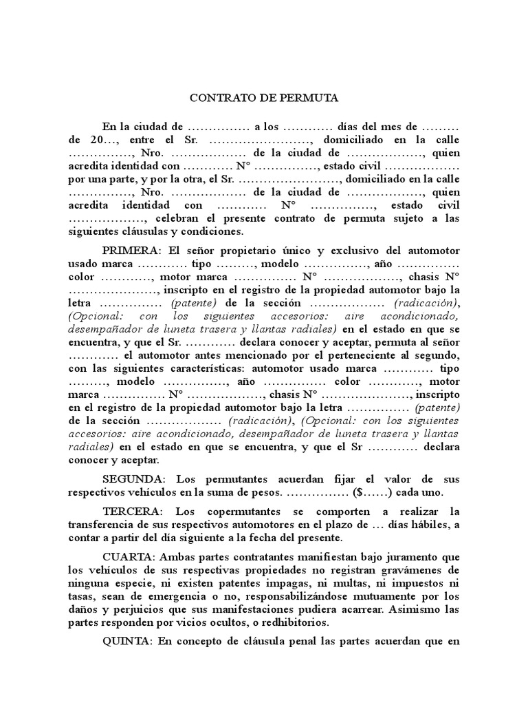 Contrato de Permuta | PDF