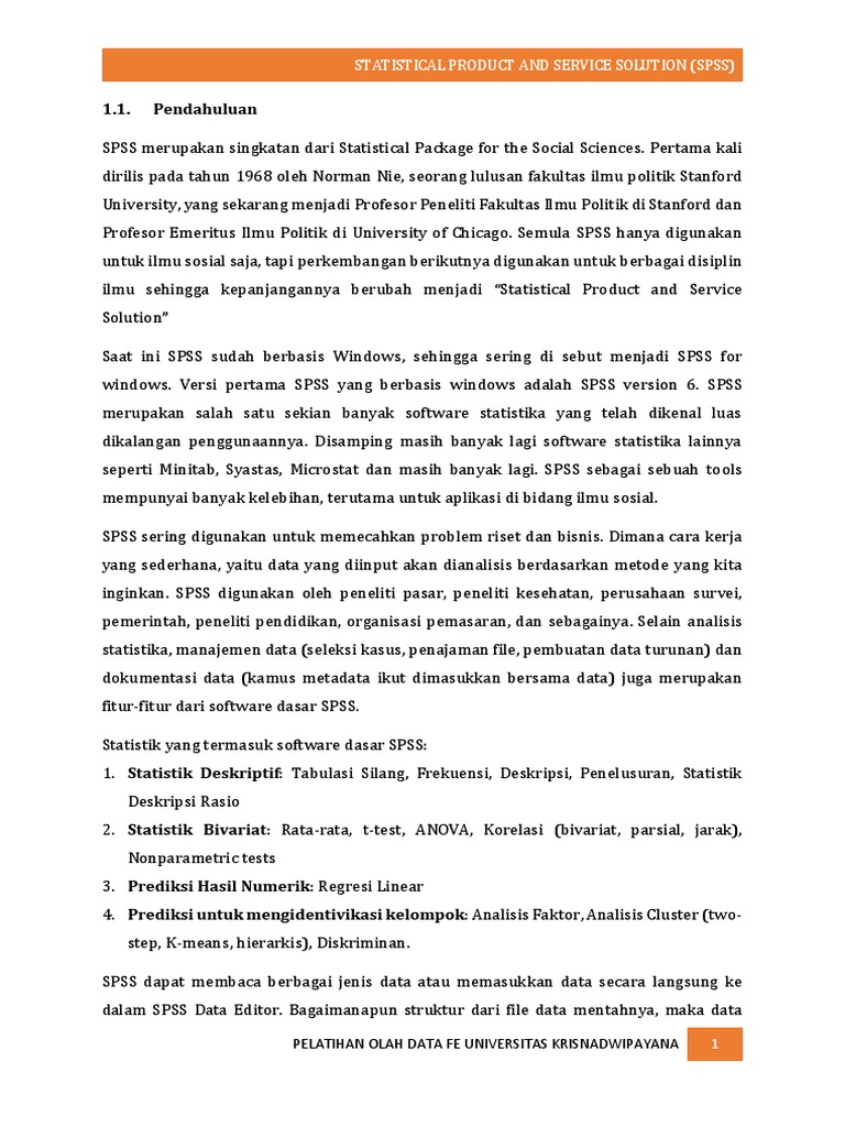 Modul 1 Statistical Product and Service Solutions (SPSS) | PDF