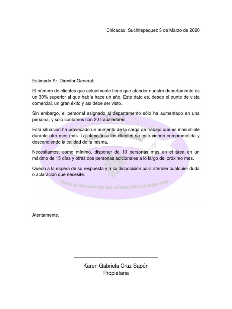 Carta De Solicitud Para Cualquier Puesto Disponible