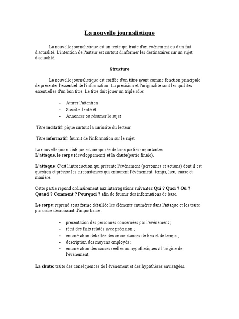 La nouvelle journalistique expliquée | PDF | Finance et gestion ...