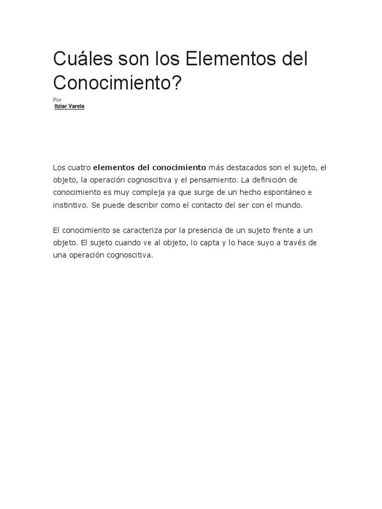 Cuáles Son Los Elementos Del Conocimiento | PDF | Método científico ...