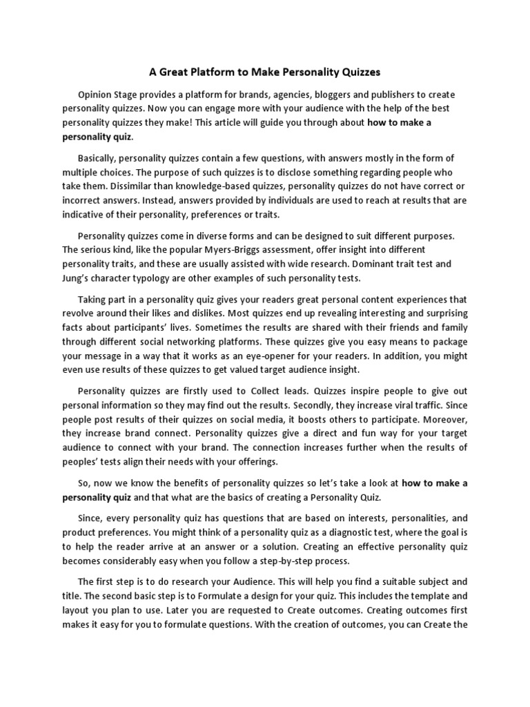 How To Make A Personality Quiz | PDF | Quiz | Social Media