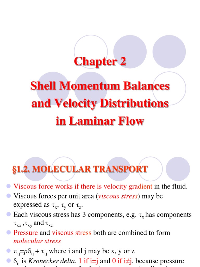 Shell Momentum Balances and Velocity Distributions in Laminar Flow ...