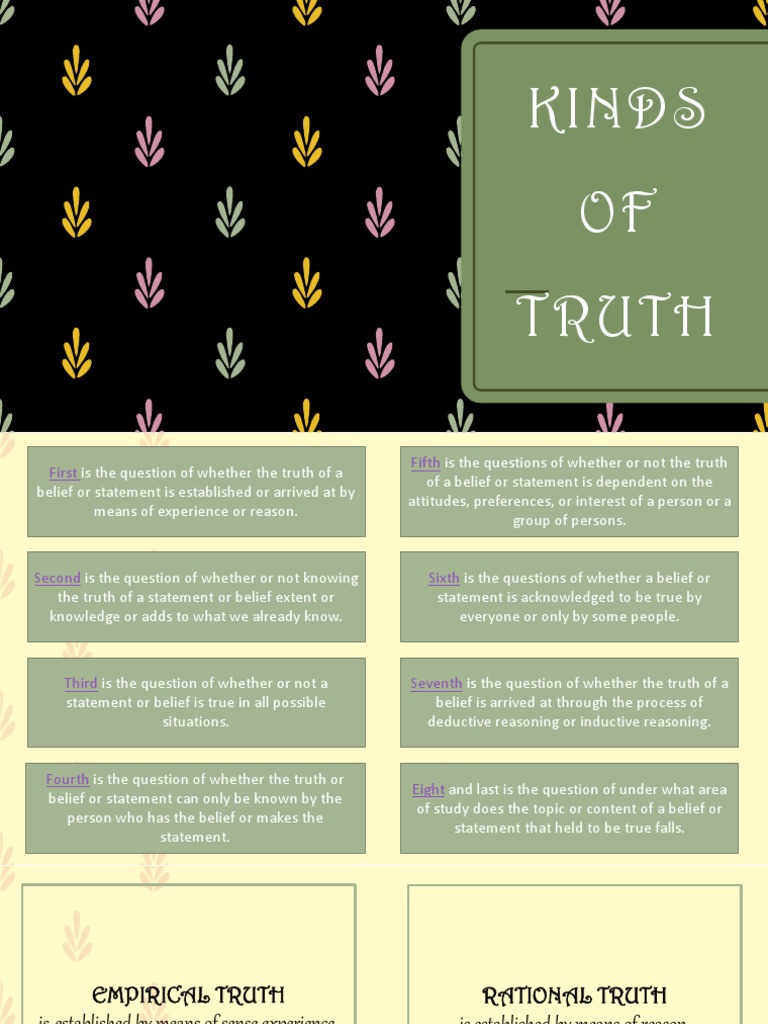 Kinds of Truth | PDF | Truth | Logical Truth