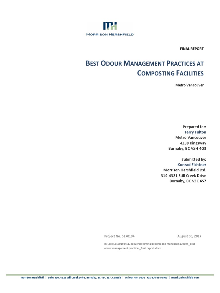 Composting Best Practices Study Final Report | PDF | Odor | Compost