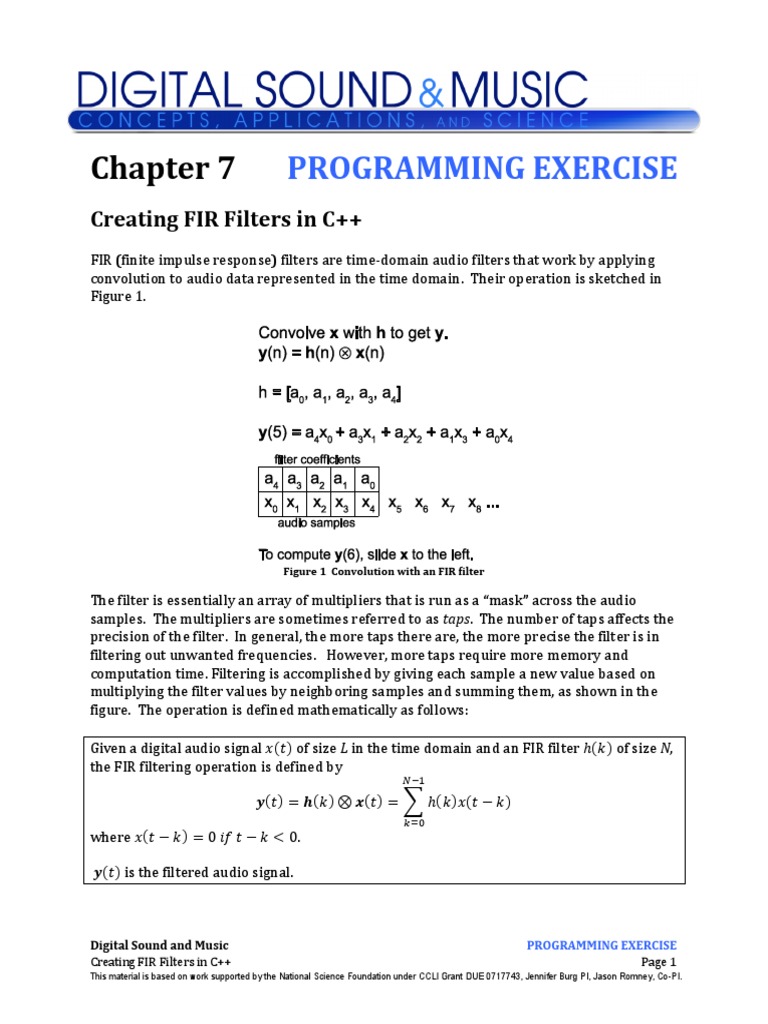 C++ FIR Filter Programming Guide | PDF | Low Pass Filter | Filter ...