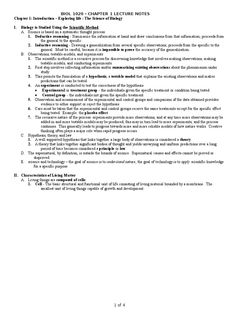 Introduction to Biology Concepts | PDF | Experiment | Scientific Method