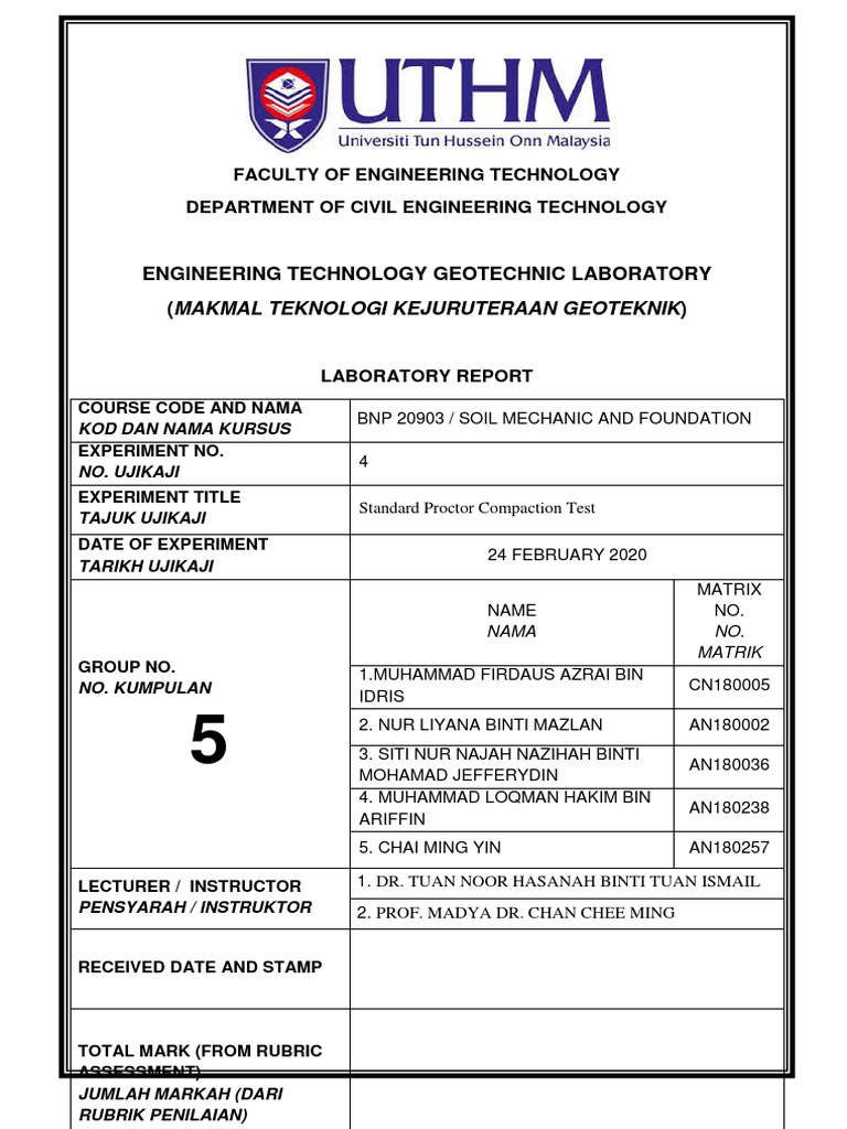 Standard Proctor Compaction Test Report | PDF