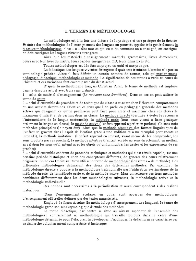 Méthodologie De L Enseignement Du Fle Pdf