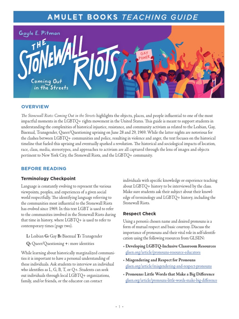 Stonewall Riots Teachers Guide | PDF