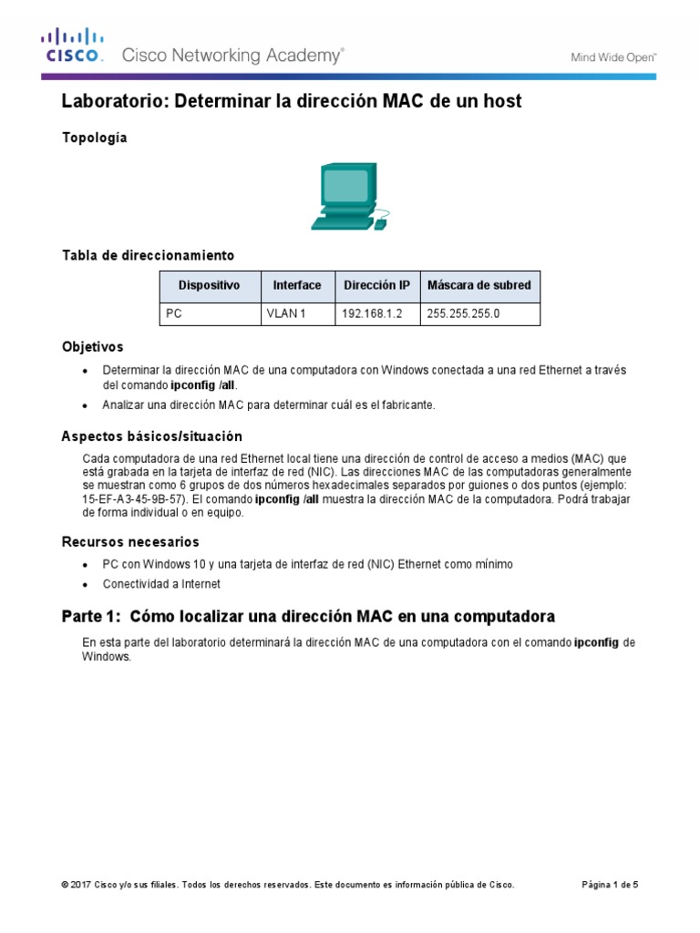 3.2.2.4 Lab - Determine The MAC Address of A Host | PDF | Informática