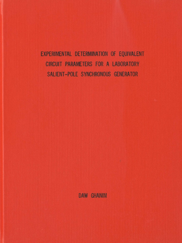 Experimental Determination Of Parameters Of Synchronous Generator Pdf