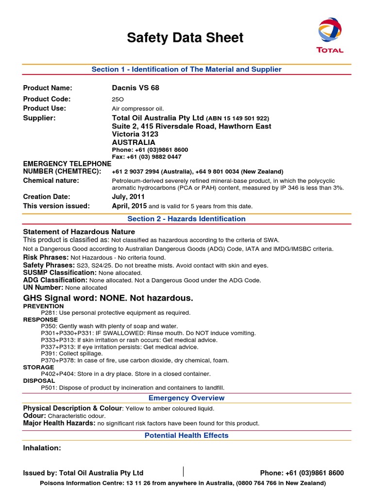 Dacnis VS 68 MSDS | PDF