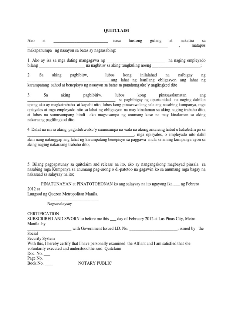 Quitclaim Tagalog | PDF