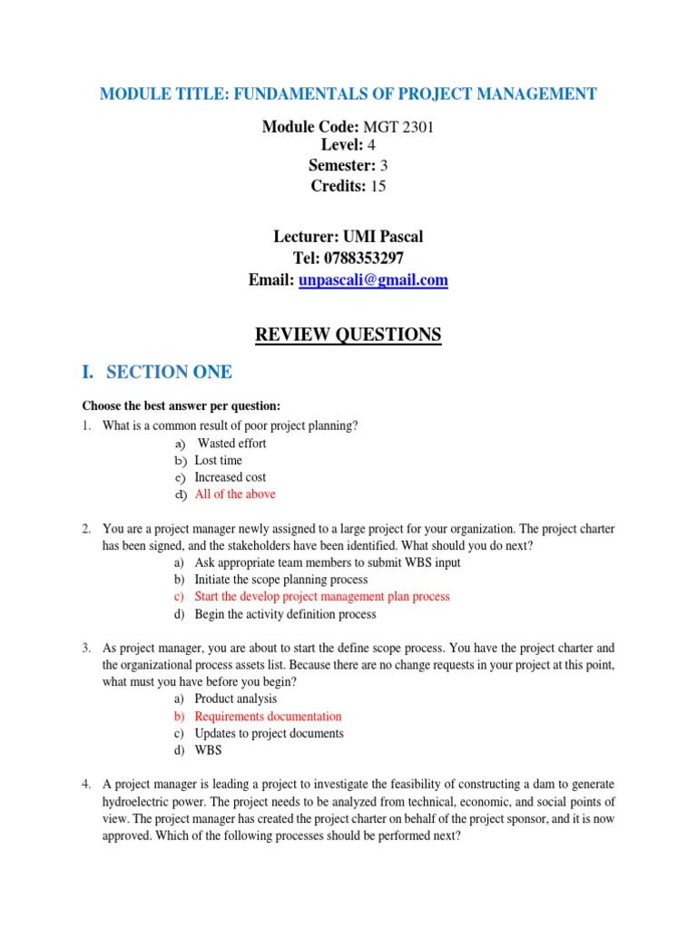 Sample Questions For MGT 2301 - Chur 2020 | PDF
