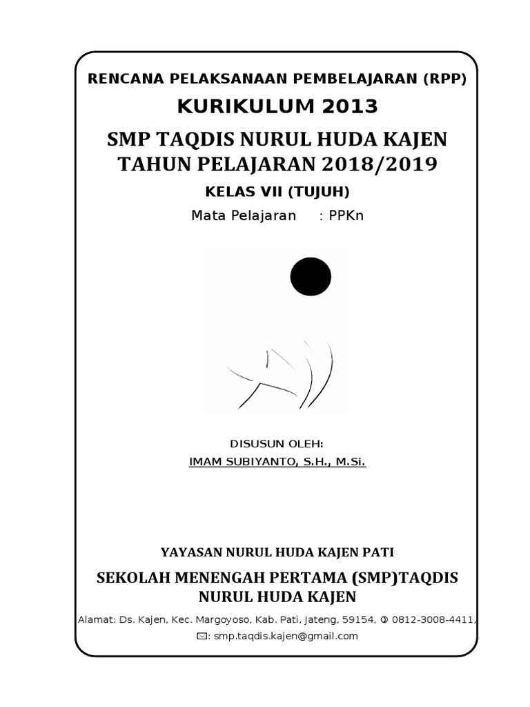 Cover RPP PPKN Kelas VII (Print) | PDF