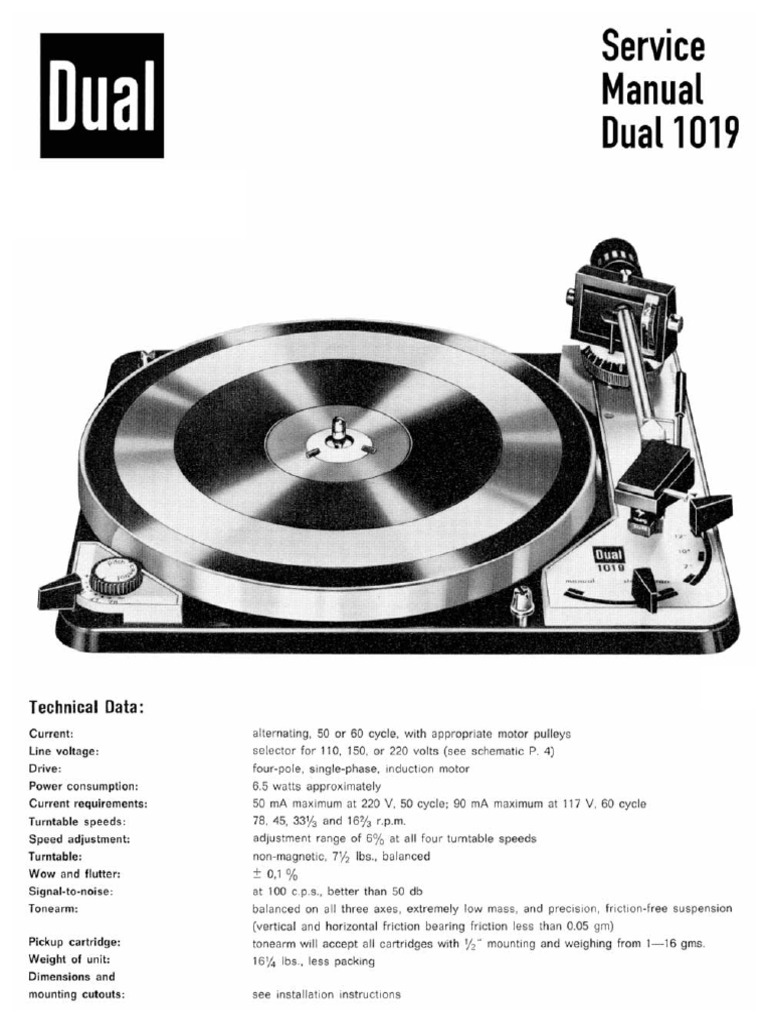 Dual 1019 Service Manual | PDF